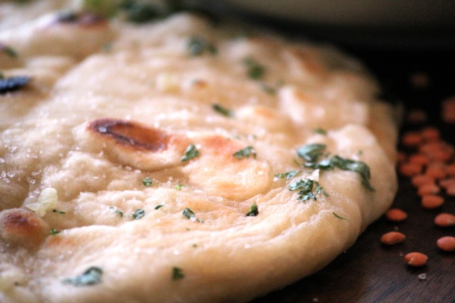 Homemade Naan with Garlic & Cilantro