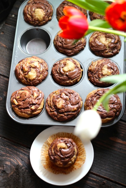 Banana Nutella Swirl Muffins