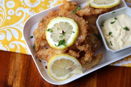1lb razor clams, cleaned 1/2c flour 3 eggs, beaten 2c Panko crumbs oil ...